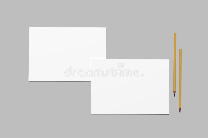 A4 Blank Flyer Landscape Realistic Mockup with Shadow and Pencil Stock ...