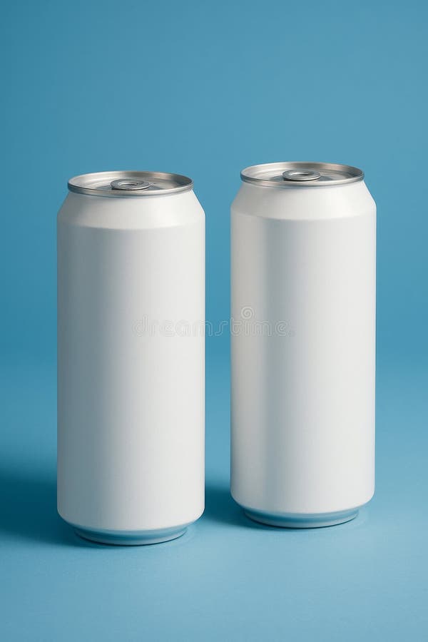 Two Blank Soda Cans on Blue Background Ready for Custom Designs and ...