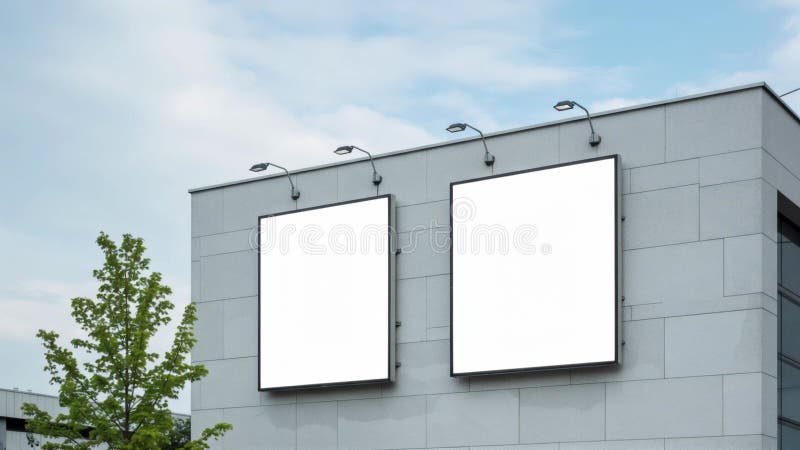 Two Blank Vertical Billboards on Modern Building Facade Stock Video ...