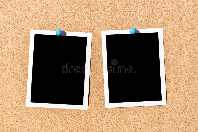 Two Blank Vintage Instant Photo Frame Pinned on Corkboard Stock Photo ... Two Blank Vintage Instant Photo Frame Pinned on Corkboard Stock Photo ...