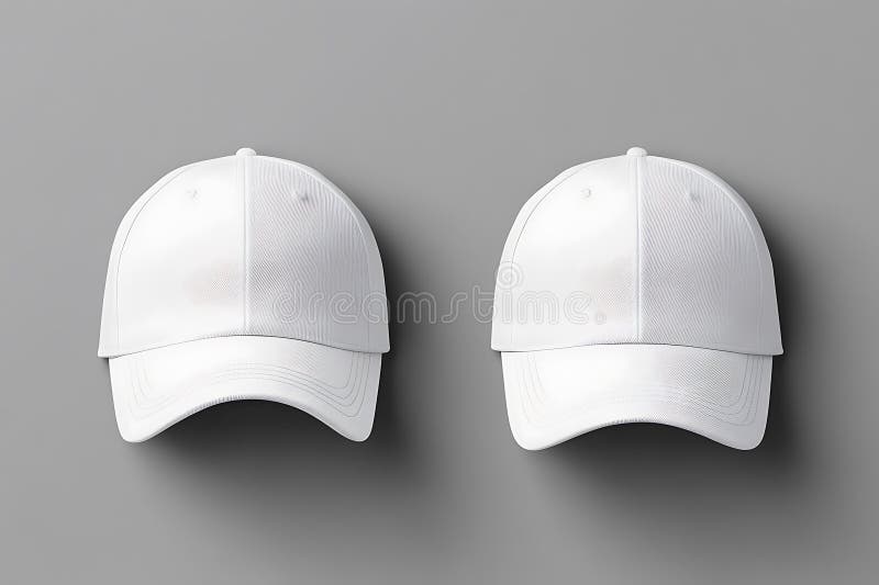 Two Blank White Baseball Caps on Gray Background. (1 Stock Illustration ...