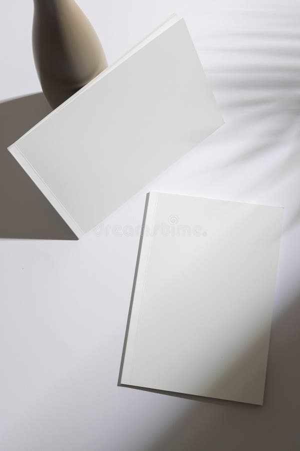 Two Blank White Books are Open on a Table, with Copy Space Stock Photo ...