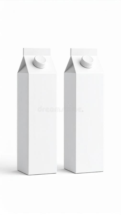 Two Blank White Milk Cartons on White Background Stock Illustration ...