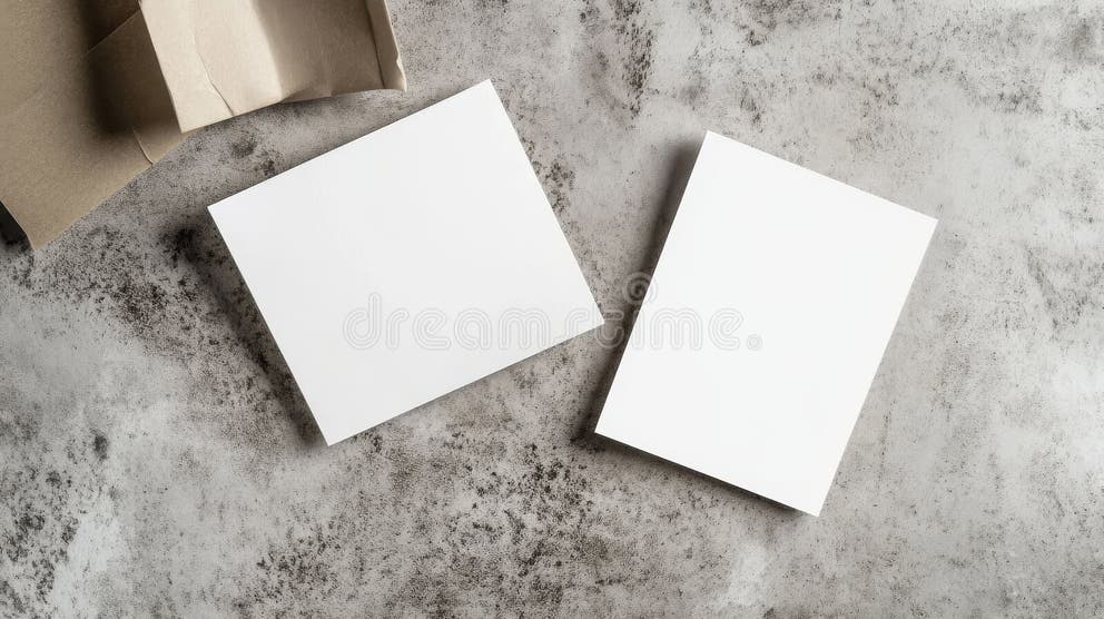 Two Blank White Rectangular Card Mockups, Sized A5, are Positioned ...