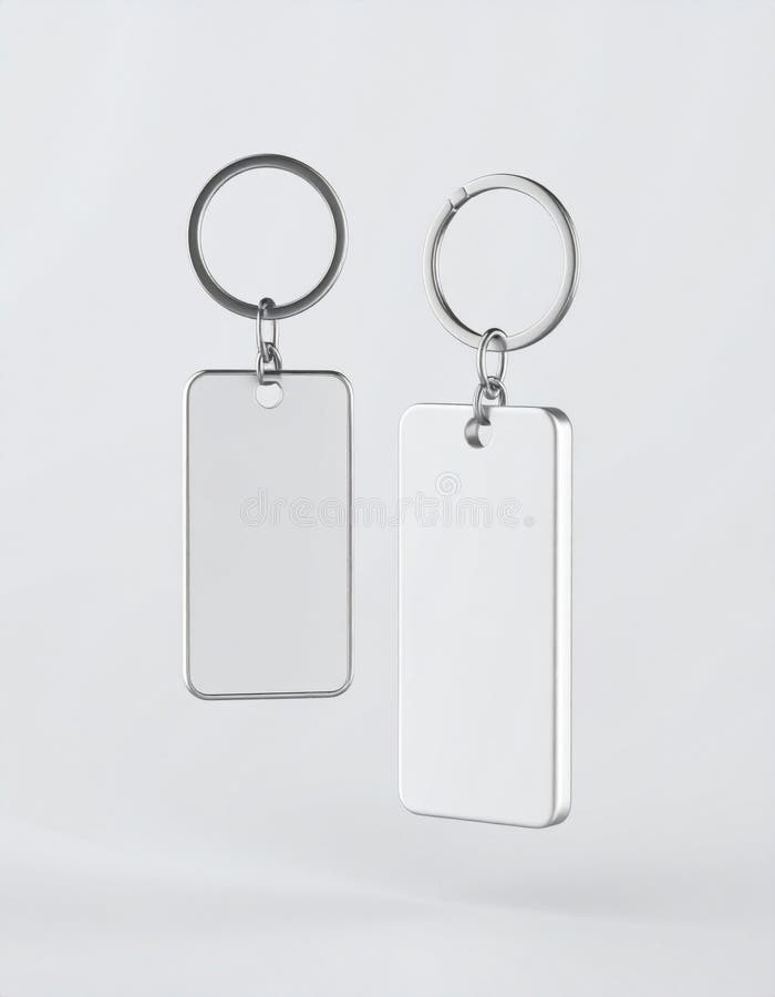 Two Blank White Rectangular Metal Keychains Stock Illustration ...