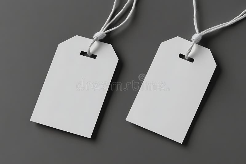 Blank White Tags Mockup on Dark Background: Perfect for Branding and ...