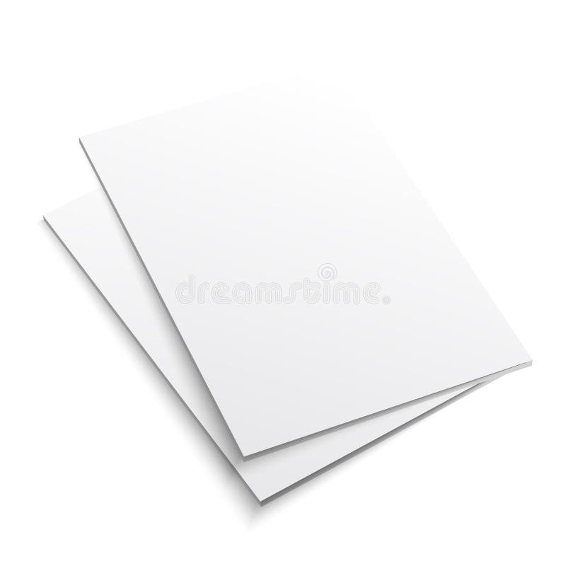 Two Blank White Vector Sheets of Paper, Isolated, Slightly Tilted ...