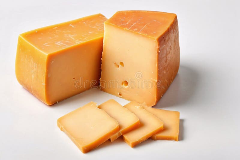 Two Blocks of Cheddar Cheese, One Sliced Stock Illustration ...