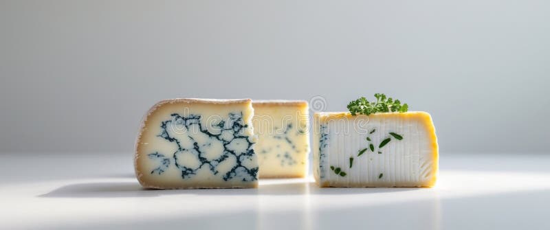 Two Blocks of Cheese a Blue Cheese and a Herb Cheese Stock Image ...