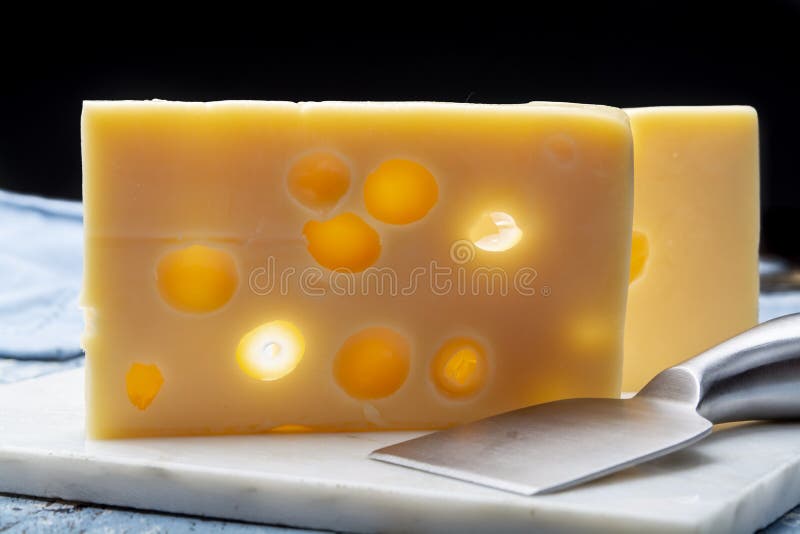 Two Blocks of French Emmental Semi-hard Cheese Stock Image - Image of ...