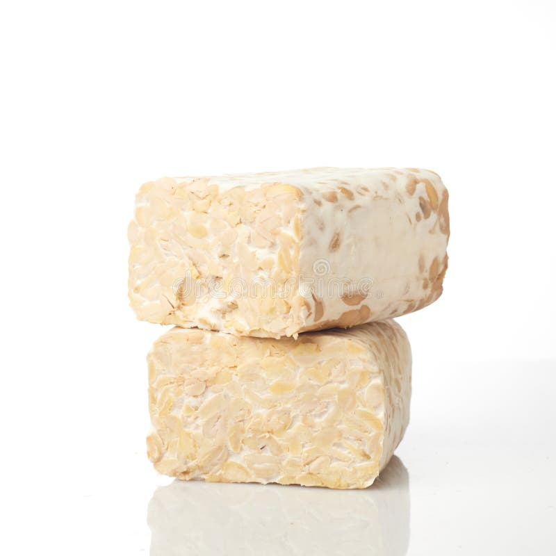 Isolated in White Background, Two Pieces of Tempeh with Visible Texture ...