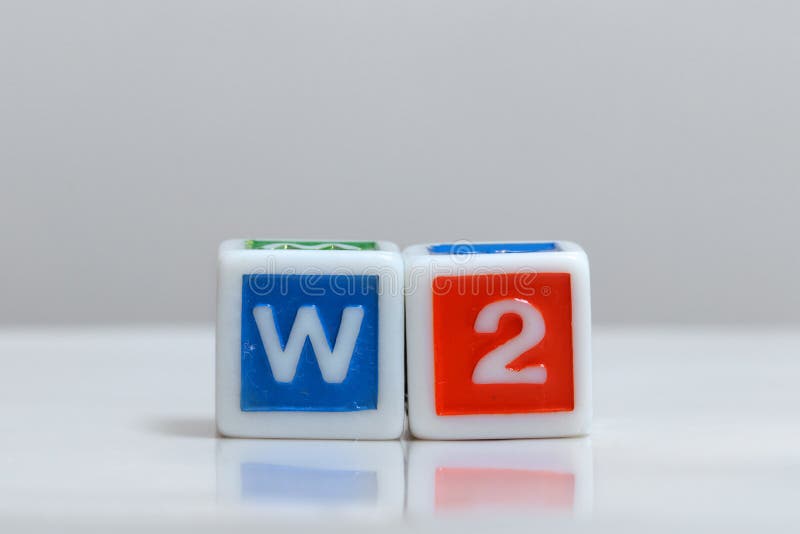 Two Blocks with W2 Form Letters Stock Photo - Image of currency, forms ...