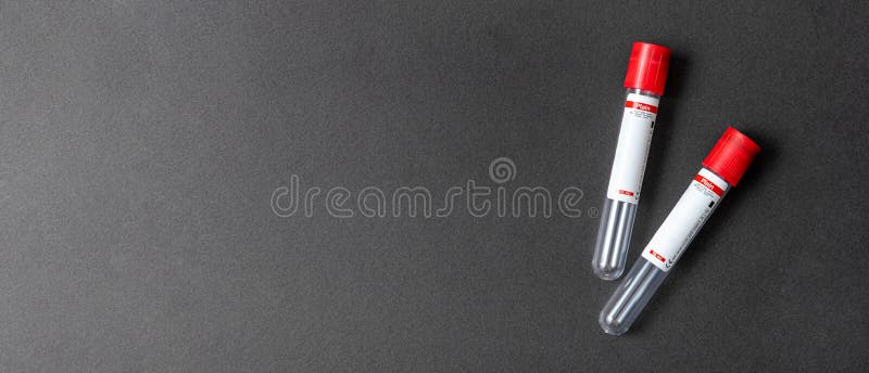 Two Blood Test Tubes on Black Background with Blank Text Area Stock ...