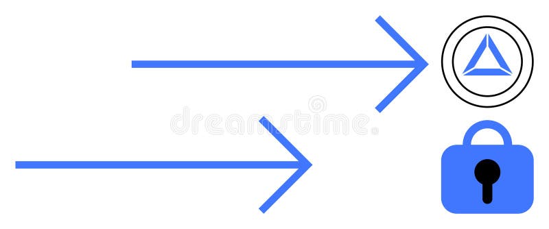 Two Blue Arrows Pointing Toward a Symbol and a Lock Stock Illustration ...