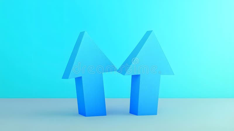Two Blue Arrows Pointing Upwards Stock Illustration - Illustration of ...