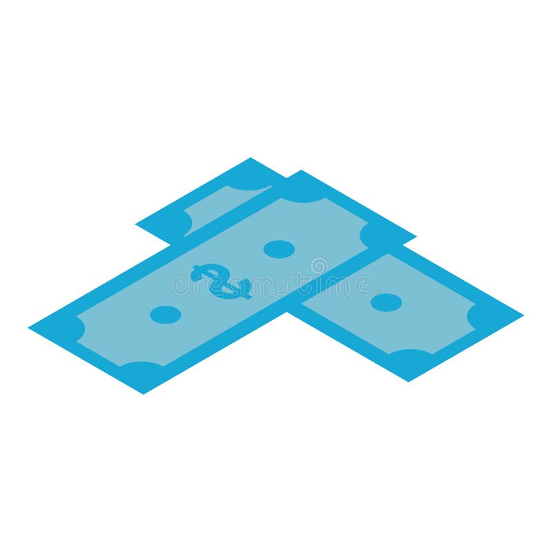 Two Blue Banknotes Icon, Isometric Style Stock Vector - Illustration of ...