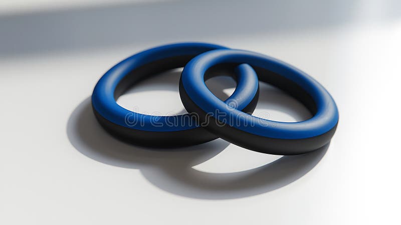 Two Blue and Black Rings are on a White Background Stock Illustration ...