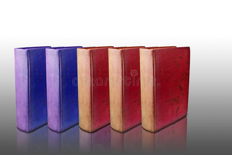 Two Blue Book and Three Red Book Stock Image - Image of open, reflected ...