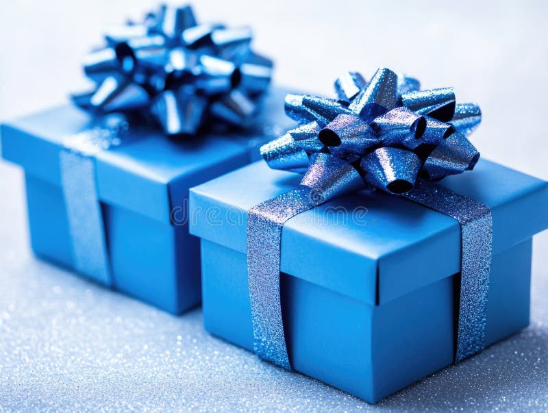 Two Blue Boxes Bows Them Stock Photos - Free & Royalty-Free Stock ...