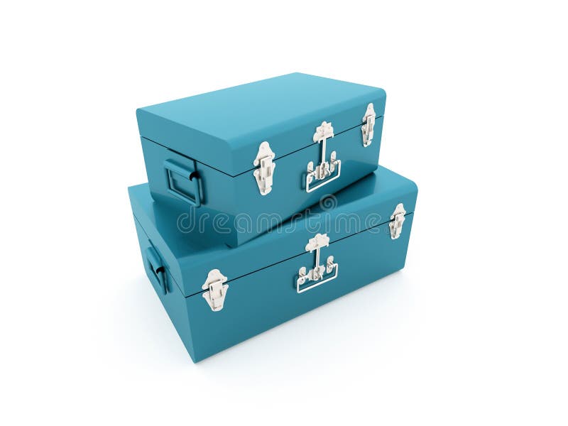 Two Blue Chests Isolated on White Stock Illustration - Illustration of ...