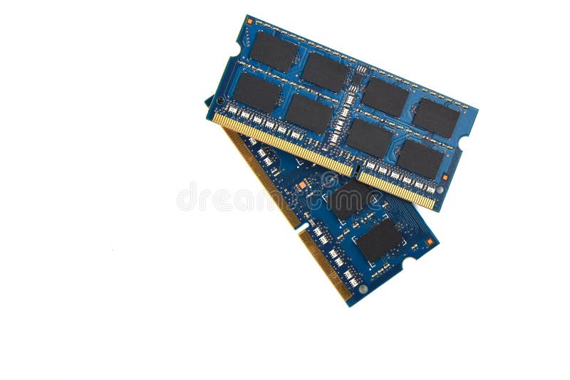 Two Blue Computer Memory Cards Isolated on a White Background Stock ...