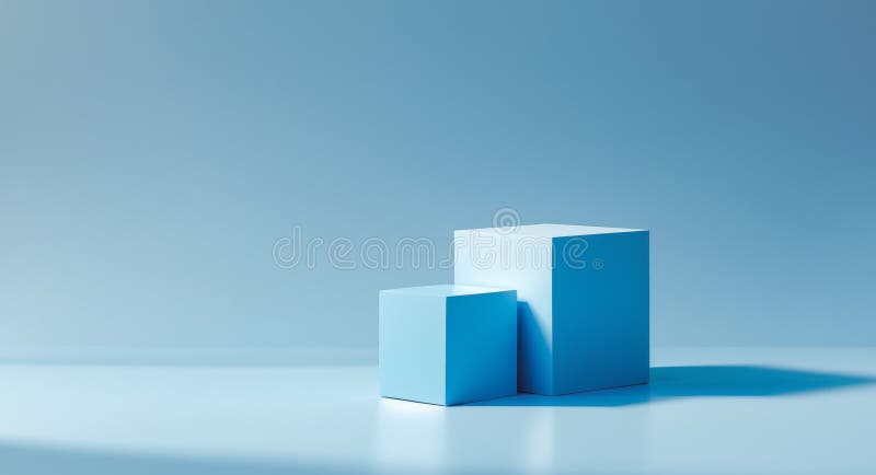 Two Blue Cubes on a Minimalist Stage, Perfect for Product Display and ...