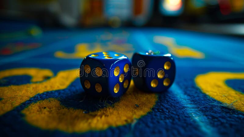 Two Blue Dice on a Blue Carpet Stock Photo - Image of game, sports ...