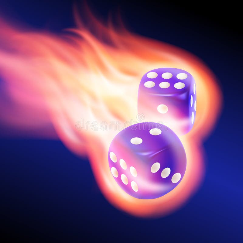 Red dice in fire stock vector. Illustration of roll, fire - 74945115