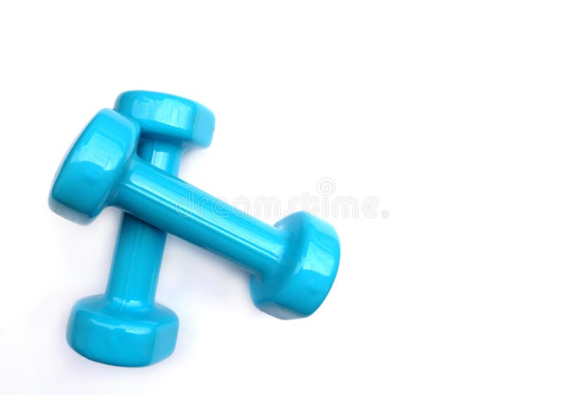 Two blue dumbbells stock photo. Image of active, activity - 218312696