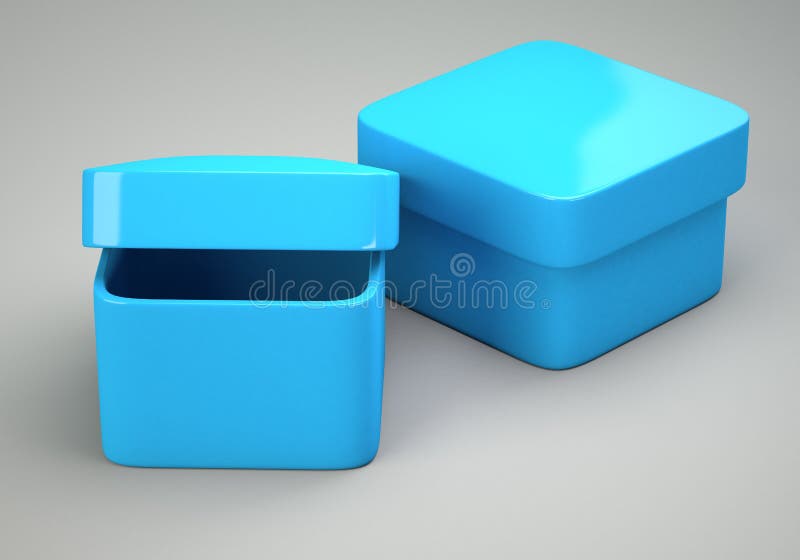 Empty Square Shelfs On Bright Blue Background In Pastel Colors Stock ...