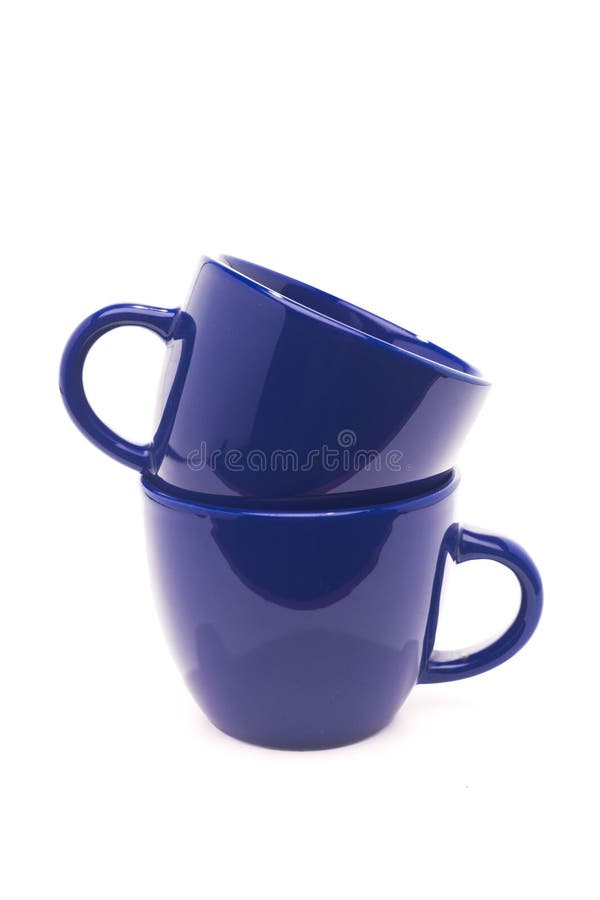Two Blue Empty Cups Isolated on a White Background Stock Photo - Image ...