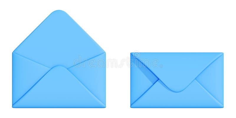 Two Blue Envelopes, One Open and One Closed Stock Illustration ...