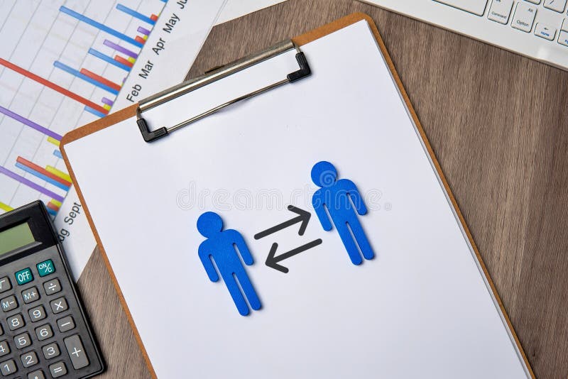 Two Blue Figures on a Clipboard, Facing Each Other with Arrows Pointing ...