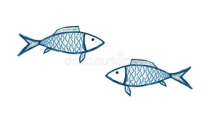 Two blue fishes stock illustration. Illustration of aquatic - 350735145