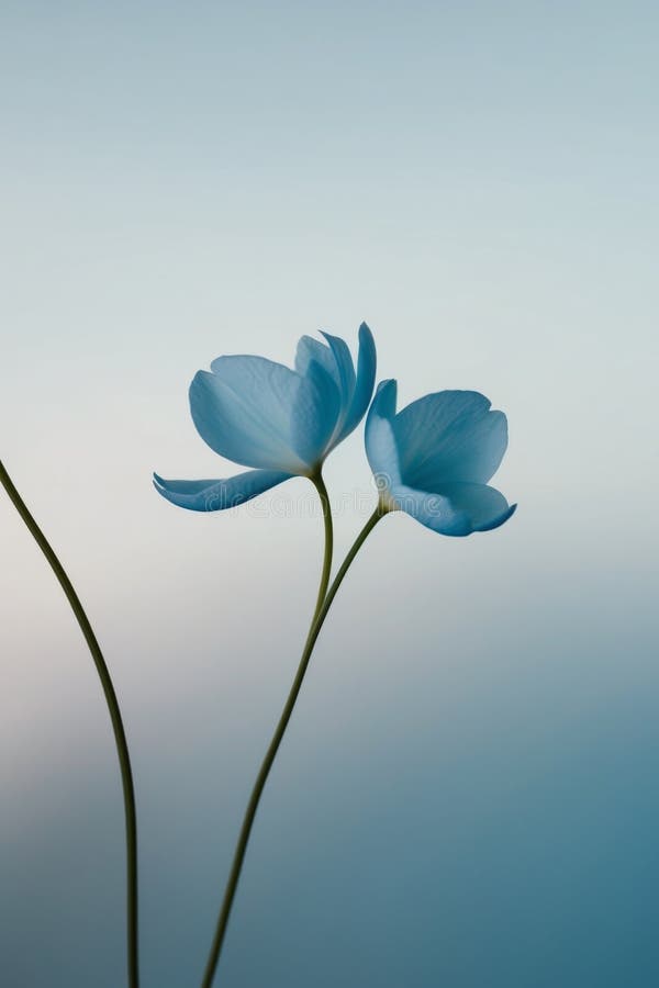 Two Blue Flowers are on a Blue Background. Stock Photo - Image of ...