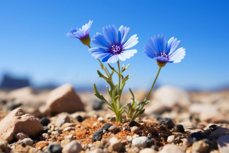 Two Blue Flowers Growing Out of the Ground Stock Illustration ...
