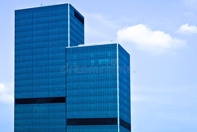 Two Blue Glass Business Skyscraper Towers Stock Image - Image of ...