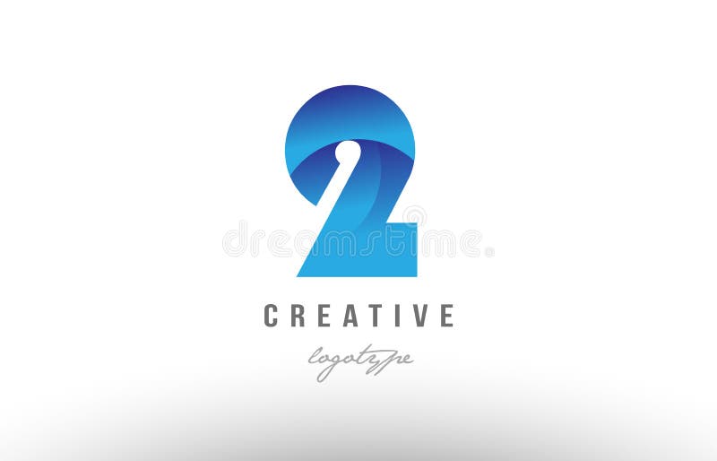 2 Two Blue Gradient Number Numeral Digit Logo Icon Design Stock Vector ...