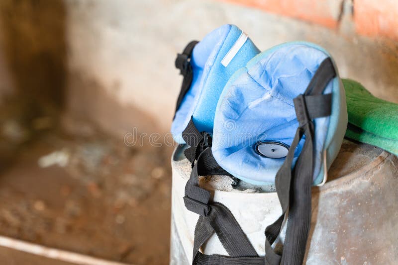 Two Blue Half Mask Respirators Close Up Stock Image - Image of film ...