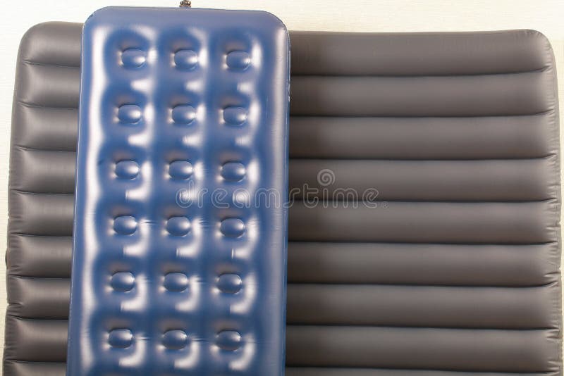 Two Blue Inflatable Mattress for Sleeping and Resting Stock Photo ...