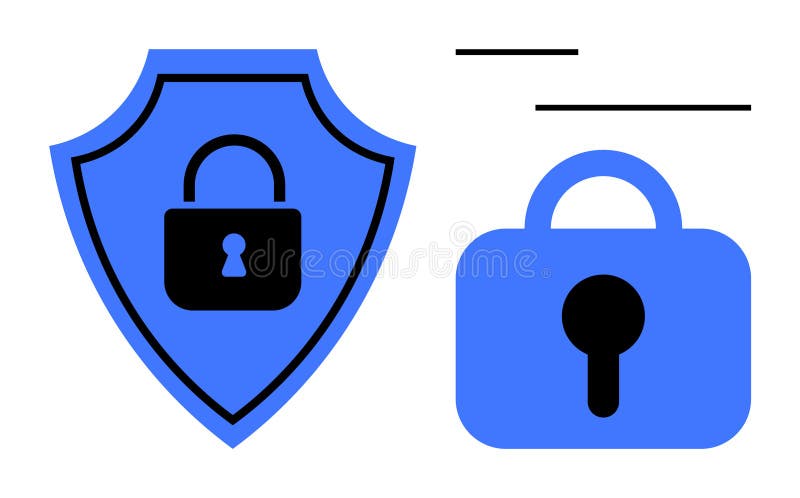 Blue Shield and Lock Icons Representing Security and Protection Stock ...