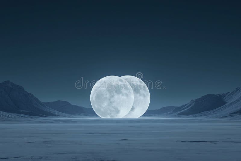 Two Blue Moons in the Night Sky Stock Illustration - Illustration of ...