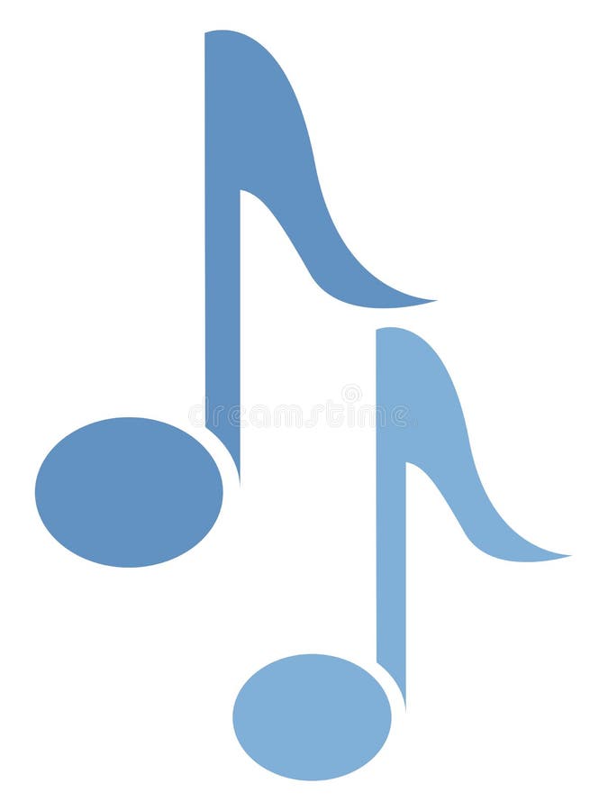 Two blue music notes, icon stock vector. Illustration of melody - 259783403