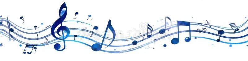 Two Blue Musical Notes, Stems Joined, Isolated on White , Wave ...