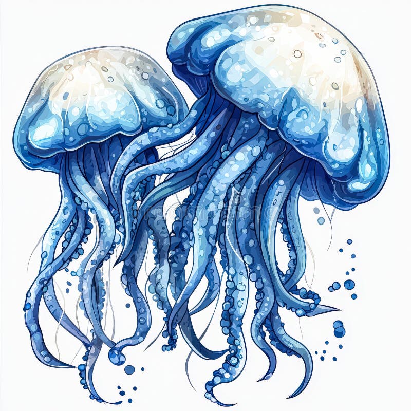 Two Blue Octopi with Long Tentacles Stock Image - Image of underwater ...