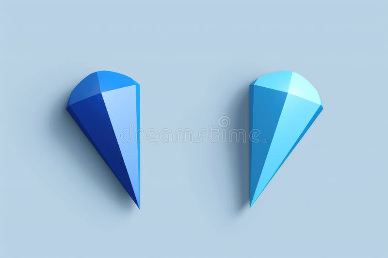 Two Blue Origami Paper Cones on a Vibrant Blue Background. Perfect for ...