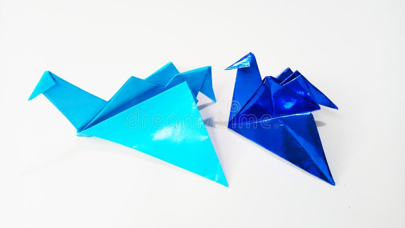 Two Blue Paper Crane Origami Stock Image - Image of crane, papercraft ...