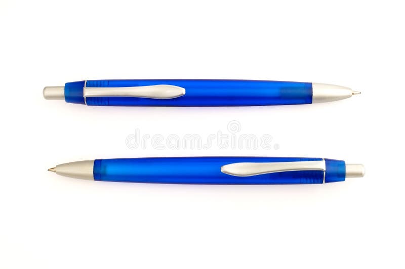 Two blue pens stock photo. Image of white, metal, bright - 23646580