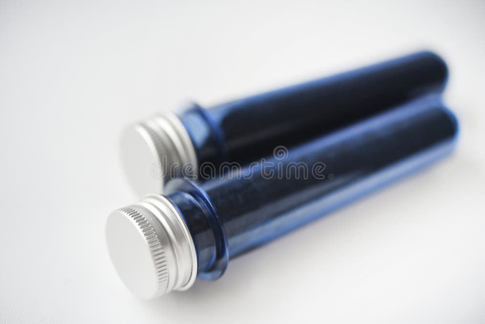 Two Blue Plastic Flasks with a Shiny Lid. Flasks with Tea Inside Stock ...