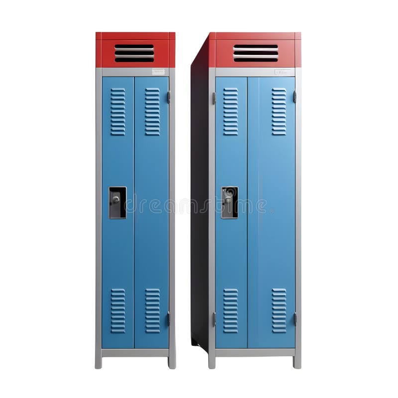 Two Blue and Red Metal Lockers: Storage Solution for School, Gym, or ...